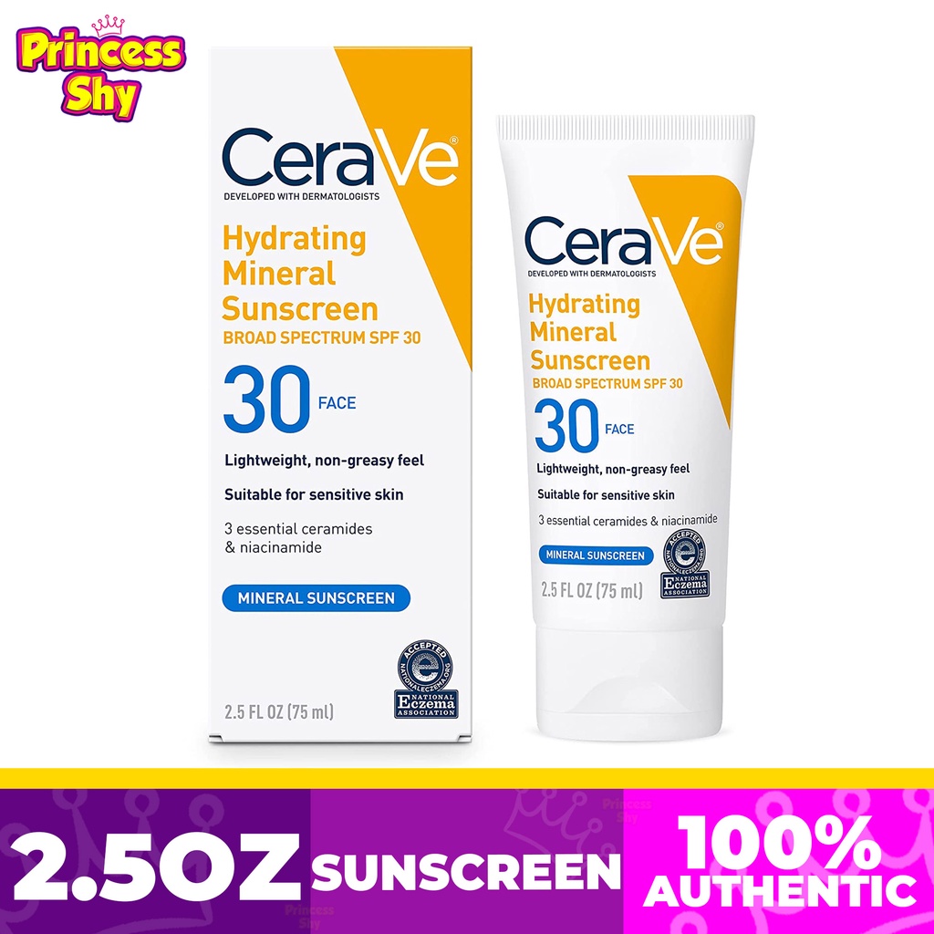 CeraVe Hydrating Mineral Sunscreen SPF 30 Broad Spectrum Face 2.5 fl oz ...