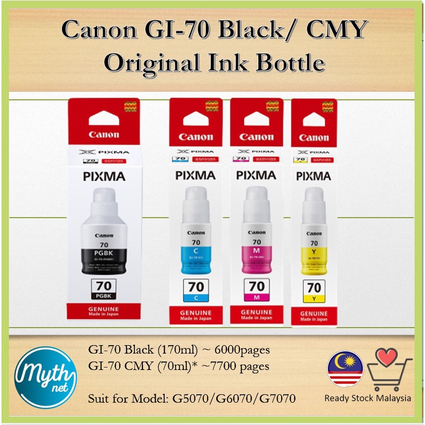 Canon GI-70 Original Ink Bottle Cartridge GI70 Black/Cyan/Magenta ...