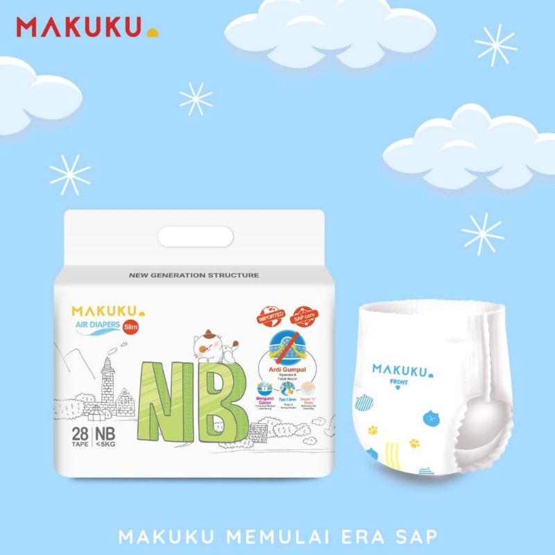 New! Makuku Diapers Air Diapers SLIM Tape NB28