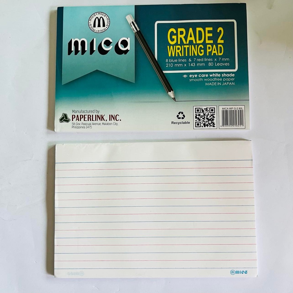 WRITING PAD MICA Grade 1/2/3/4 80leaves (SOLD PER PAD) | Shopee Philippines