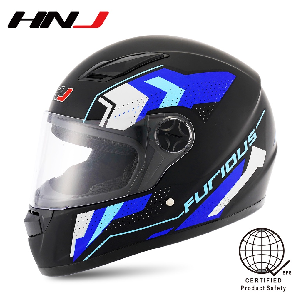 HNJ 855 Men Full Face Motorcycle Helmet Black Single Visor With Women's ...