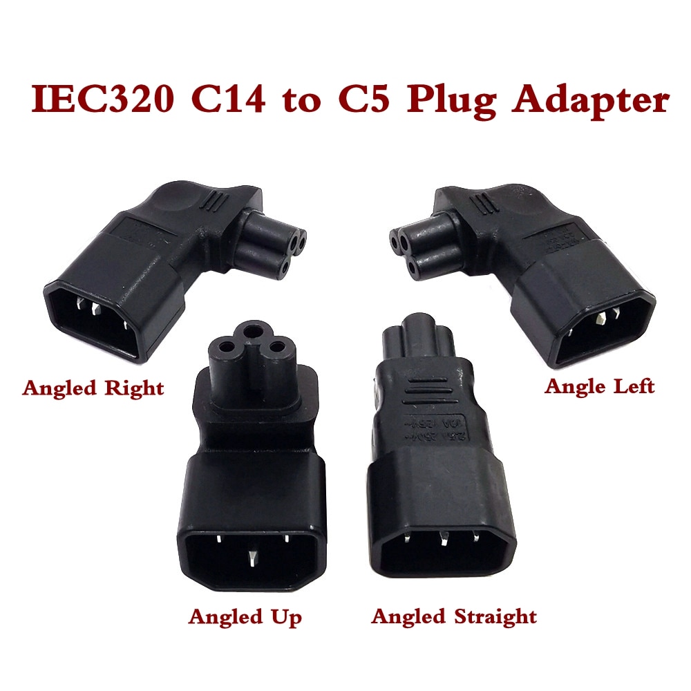 IEC320 C5 Power Converter, IEC C14 Male Plug to C5 Up/Left/Right ...