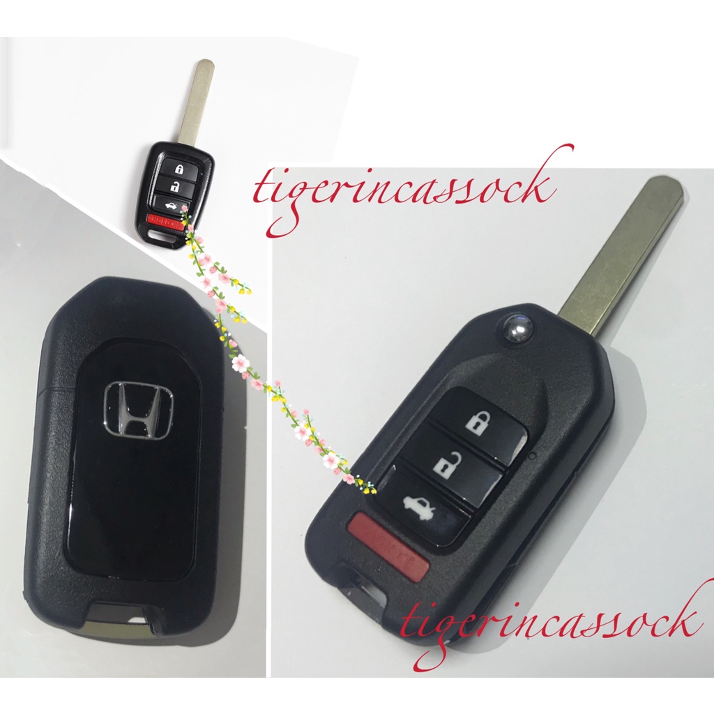 alternative style HONDA flip 4-button remote control key shell to ...