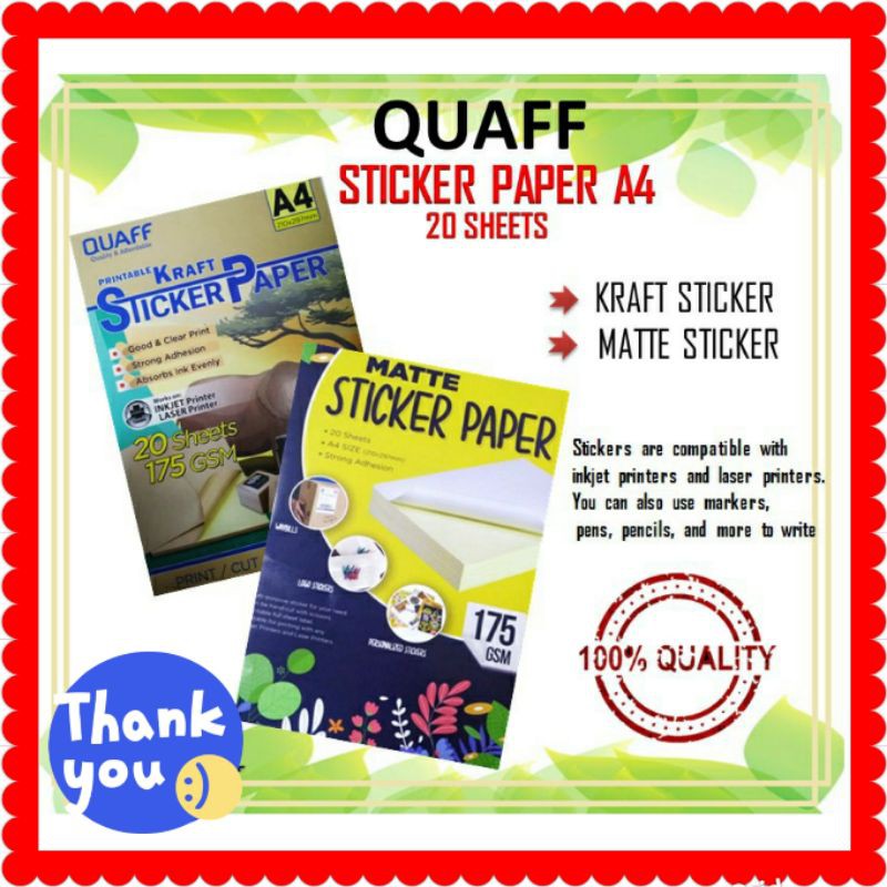 QUAFF KRAFT STICKER/MATTE STICKER 175GSM | Shopee Philippines