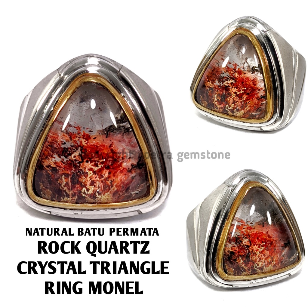 Natural Gemstone Rock Quartz Crystal Triangel Ring Monel RC05 | Shopee ...