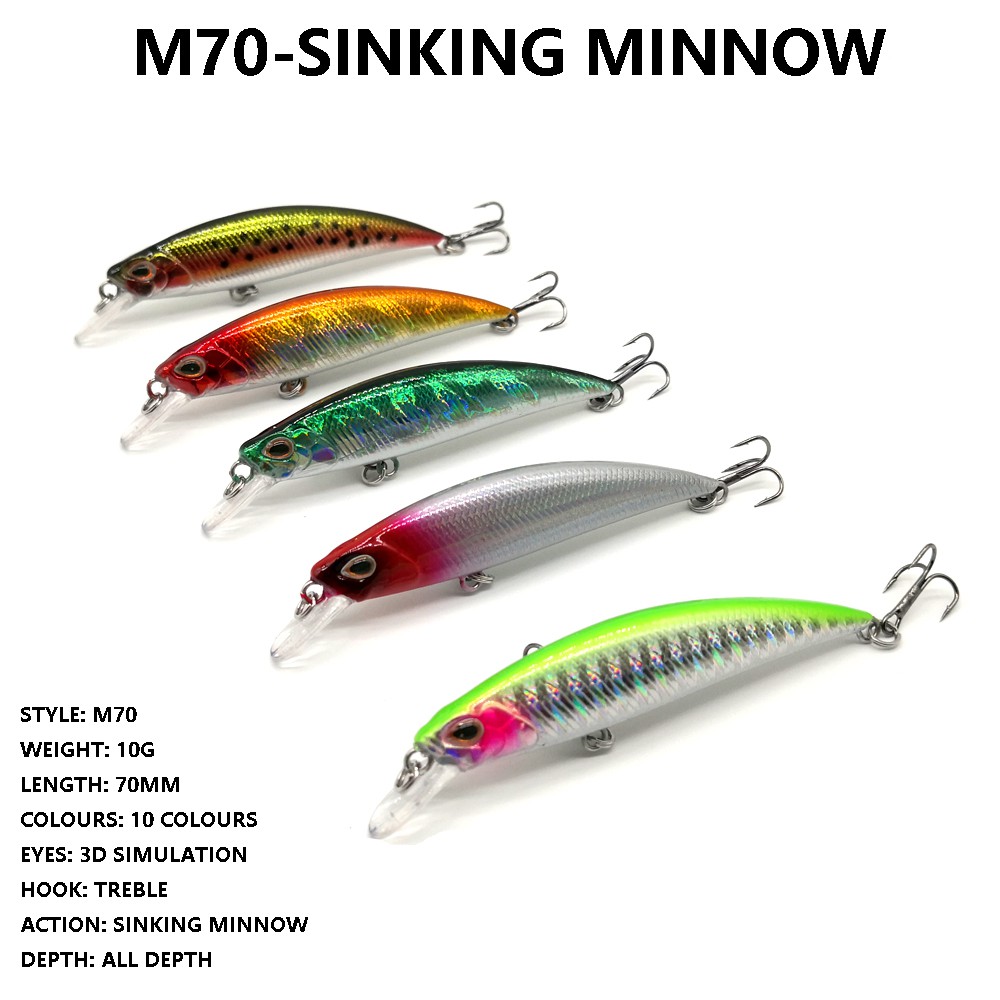 70mm 10g Fishing Lures Sinking Minnow Fishing Hard Bait | Shopee Philippines