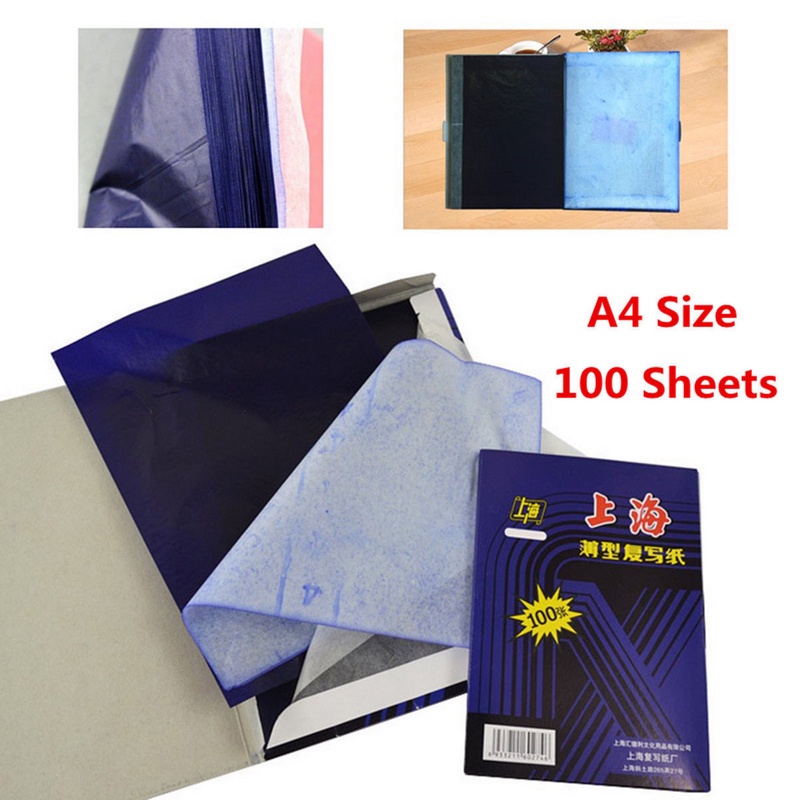 100 Sheets A4 Dark Blue Carbon Stencil Transfer Paper Hand Copier ...