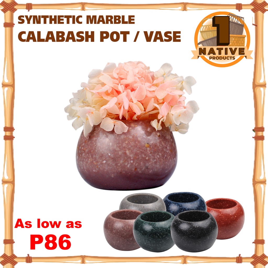 1NativeProducts Marble Calabash Pot / Vase 1pc. Native Handmade ...