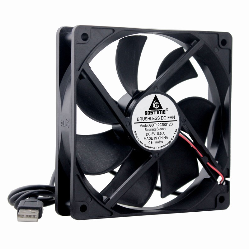 Gdstime 50 Pcs USB Cooler High Airflow 120mm x 25mm 12025 5V DC PC Case ...