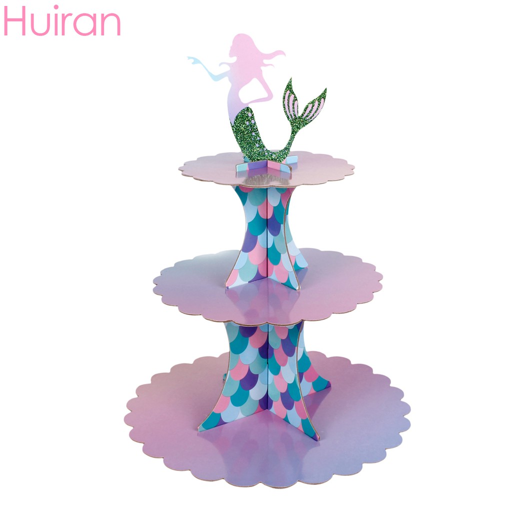 3-Tier Little Mermaid Cake Stand Cardboard Cupcake Stand Candy Bar ...