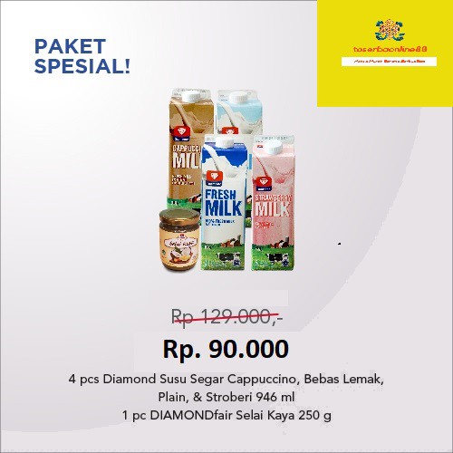 Fresh Milk Diamond Milk 4 All Variants And Srikaya Jam 250 gr | Shopee ...