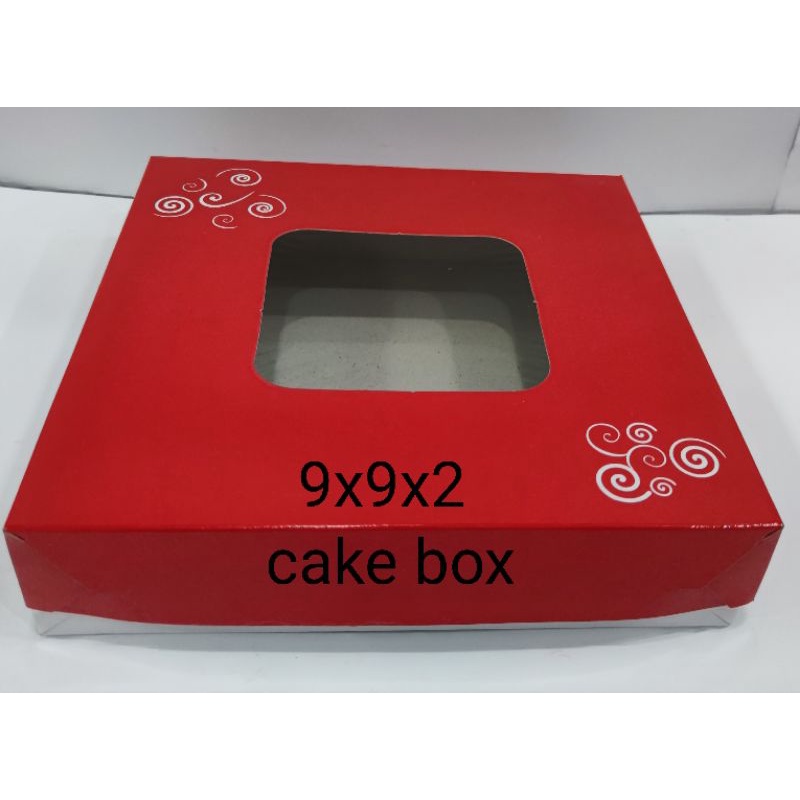 9"x9"x2" cake box with window RED (SOLD BY 10 PCS) | Shopee Philippines