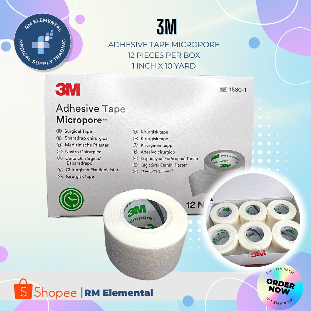 [ BOX ] 3M Micropore (1 Inch) x 10y ( 12rolls/box ) SOLD AS PER BOX ...
