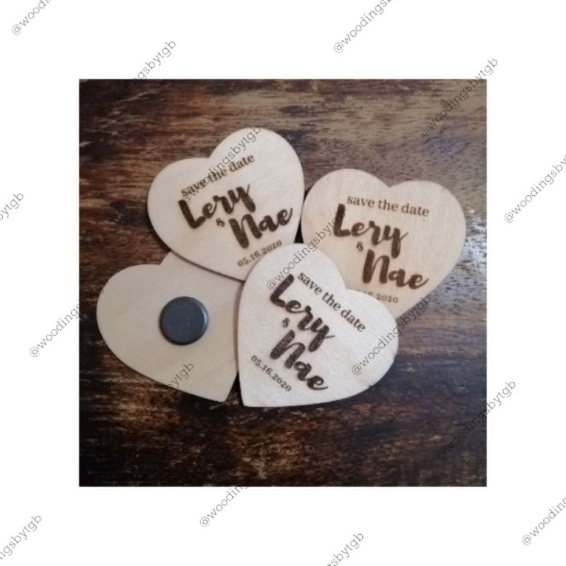 Engraved Wooden Heart Ref Magnet (Personalized) | Shopee Philippines