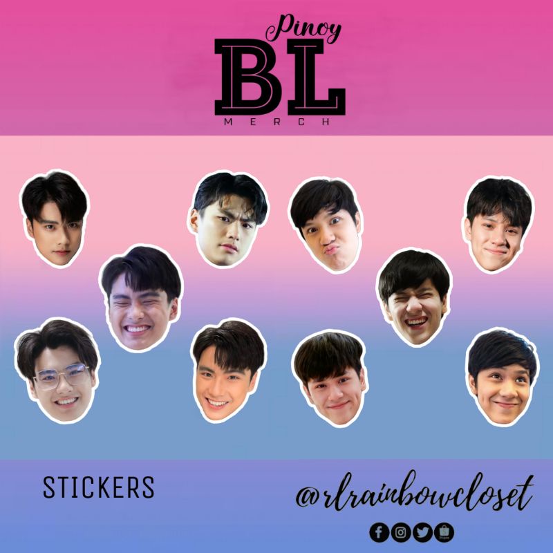 Thai BL Laminated Bubble Head Stickers OhmNanon Set NanonOhm OhmNon ...