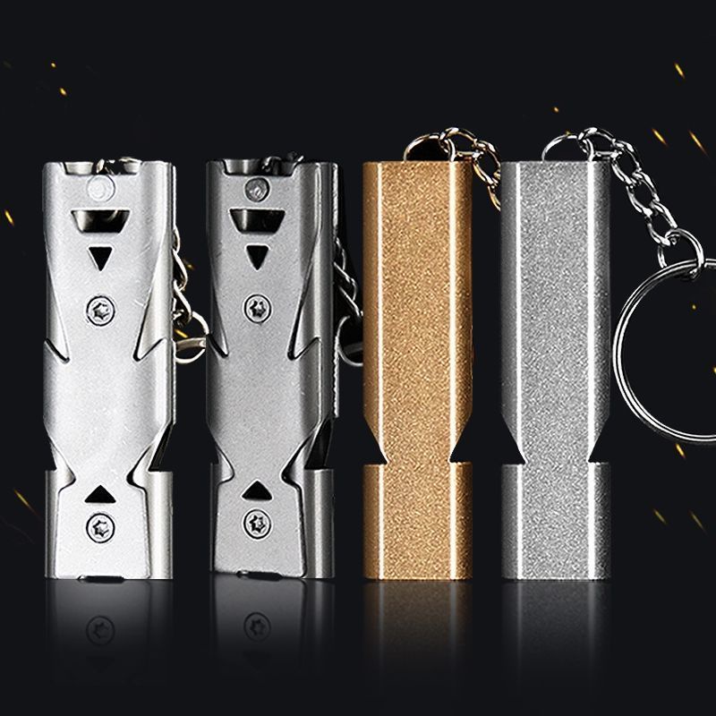 Outdoor Flat Metal Dual-Frequency Survival Whistle Dual-Tube High ...