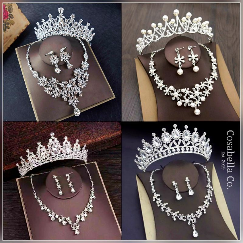 SOFIA* Crystal Wedding Bridal Jewelry Sets Tiara Crown Necklace ...