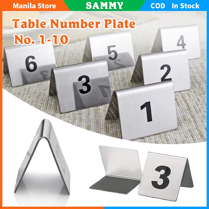 Double-sides Stainless Steel Table Sign Number Plate Restaurant Cafe ...