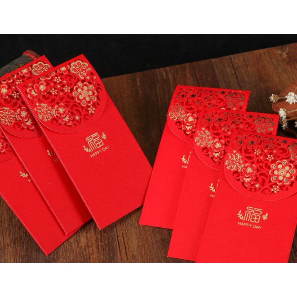 Red Stencils Elegant Traditional Packets (Set Of 5) | Shopee Philippines