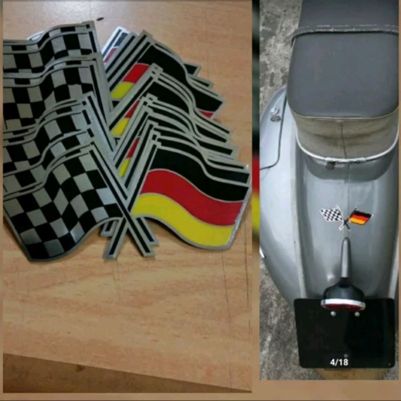 Vespa Emblem Sticker Cross Metal Flag Italy GB Indonesia German Vespa ...