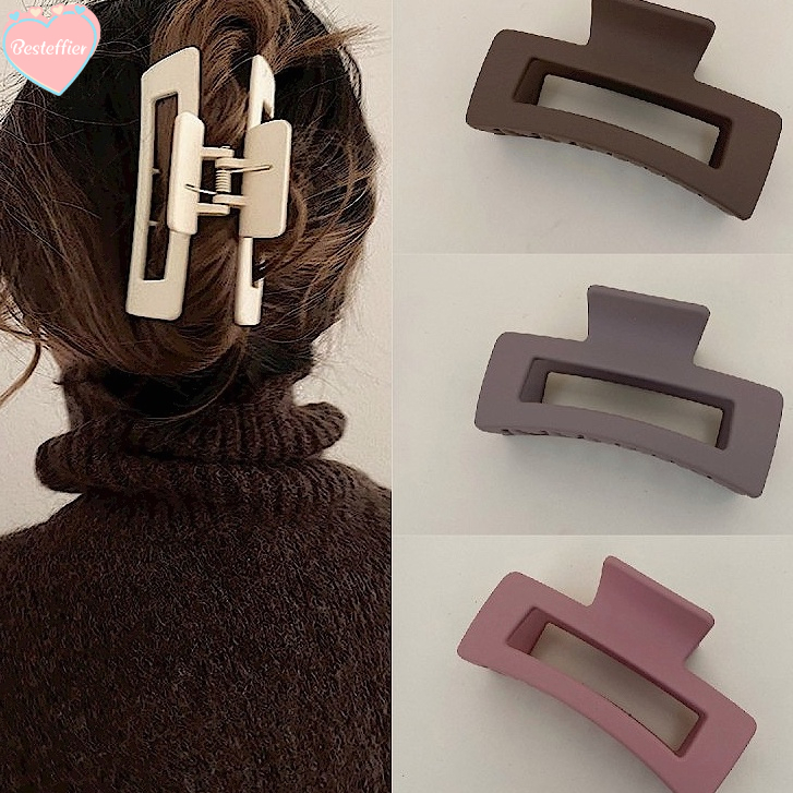 Simple Frosted Acrylic Hairpin Hair Grip Geometric Hollow Rectangular ...
