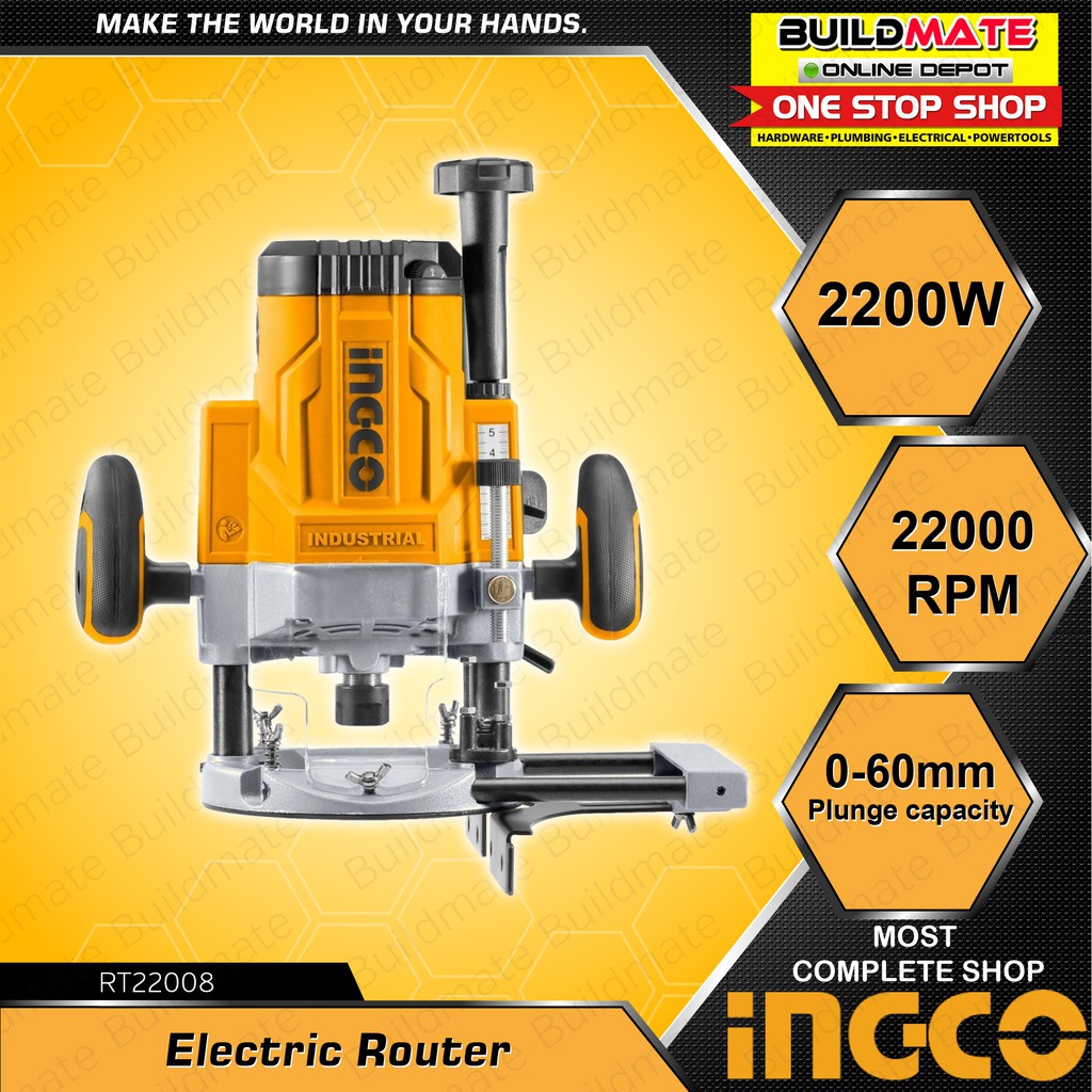 INGCO Industrial Electric Router 2200W RT22008 •BUILDMATE• IPT | Shopee ...