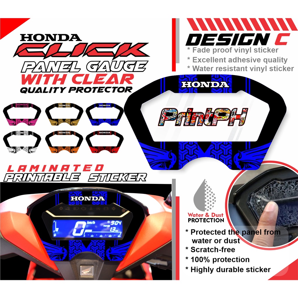 Honda Click Printed Gauge Protector Sticker and Clear Film | Shopee ...