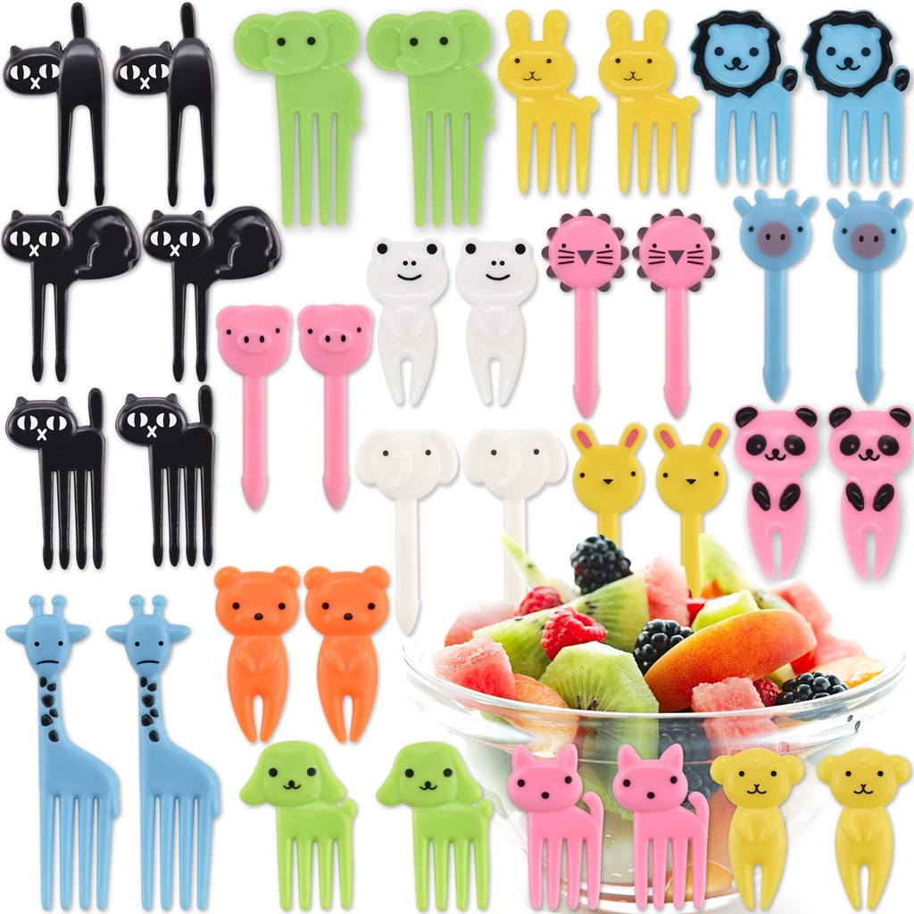Mini Forks Animal Food Picks for Kids Cute Fruit Fork Bento Box Decor ...