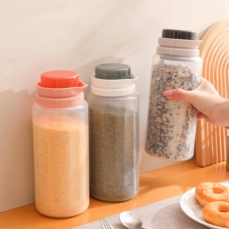 Kitchen Transparent round Moisture-proof Sealed Jar Grain Grain Storage ...