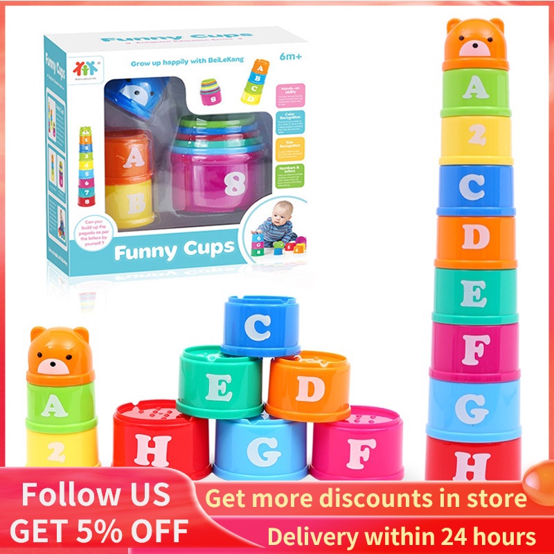 Baby Stacking Cups Early Education Educational Toys for Kids Fun Set of ...