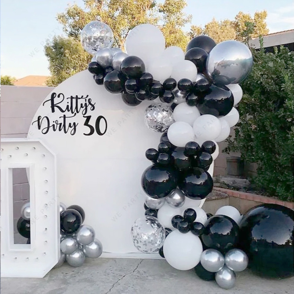 99pcs/set Metal Silver Black Balloon Chain Arch Set Adult Birthday ...