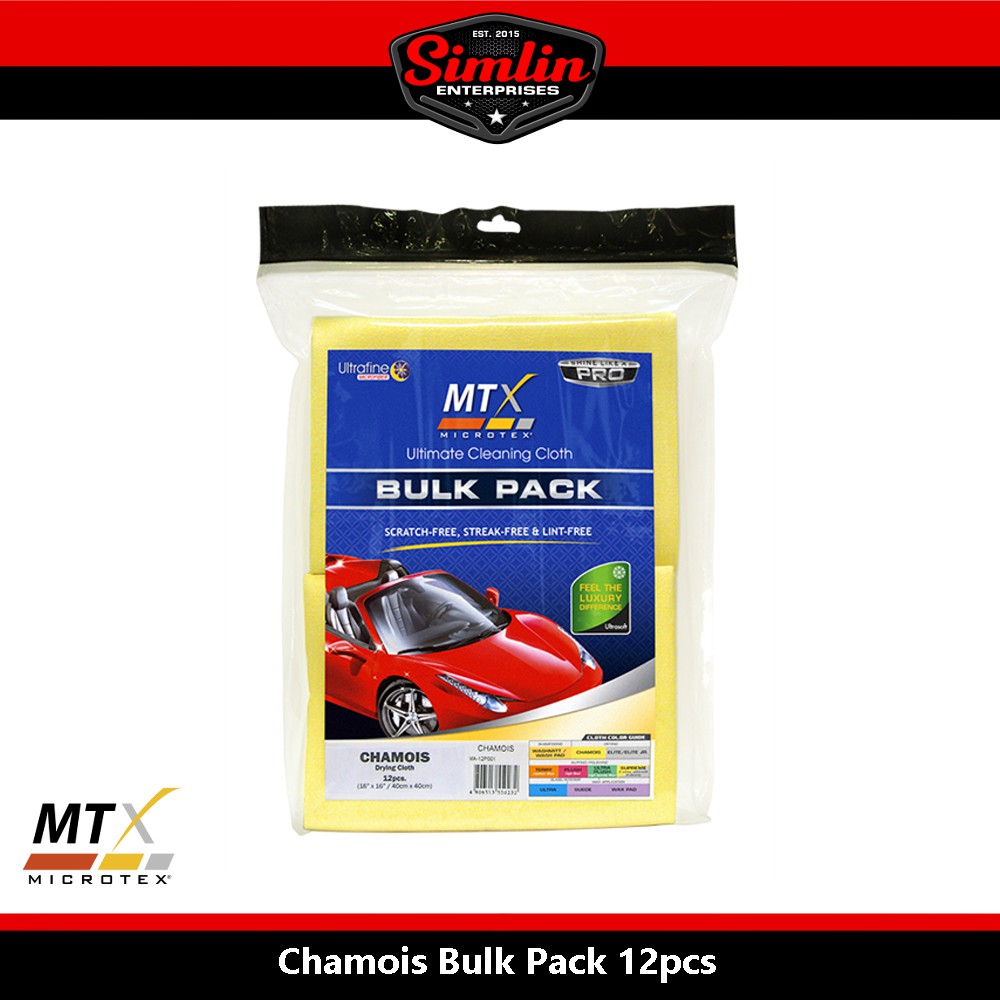 CHAMOIS Bulk Pack (12pcs) Microtex MTXCar Care Microfiber Drying Cloth ...