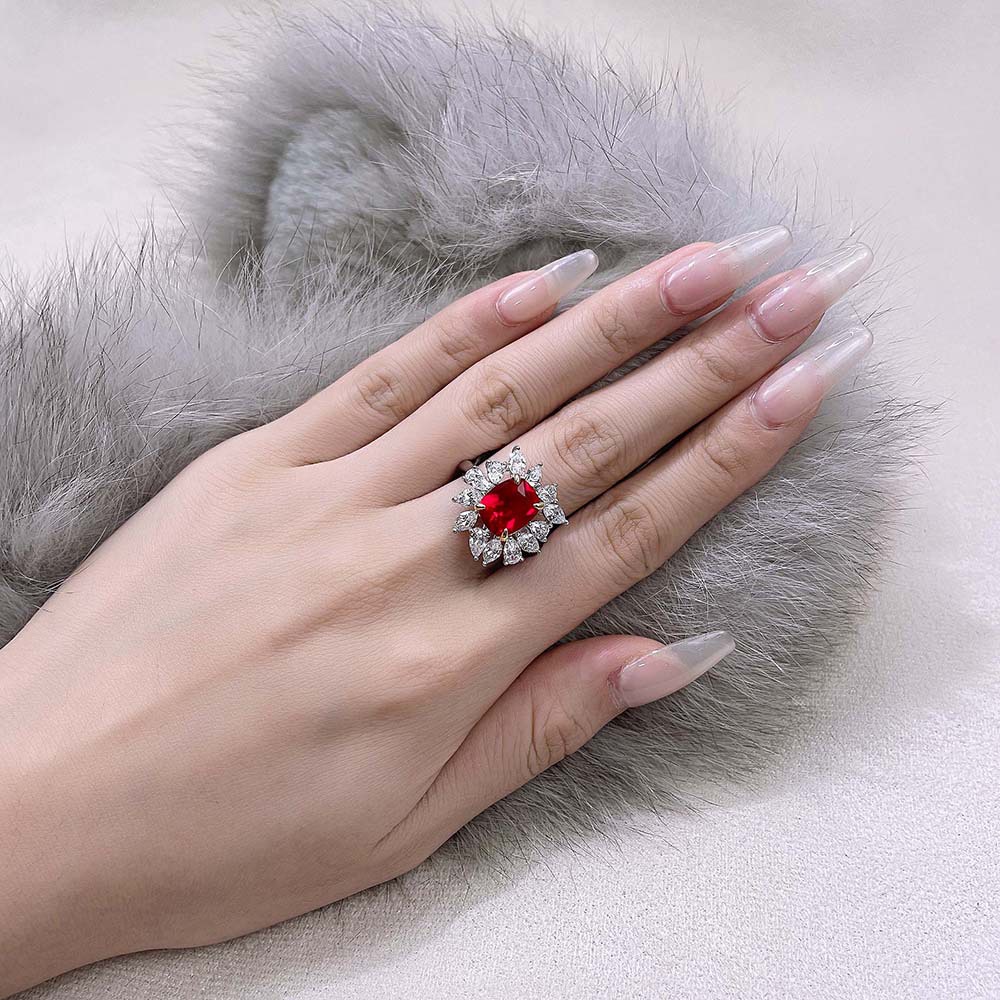 Vintage Luxury Pigeon Blood Red Ring 100% S925 Silver Red Corundum ...