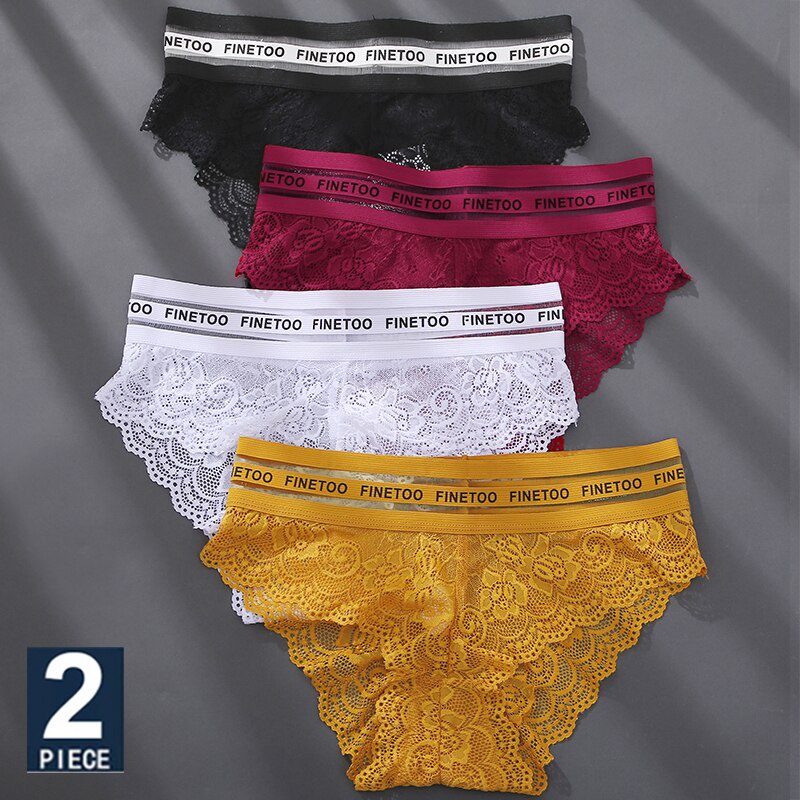 Finetoo High Waist Women Panties Sexy Lace Underwear Woman Briefs Mesh ...