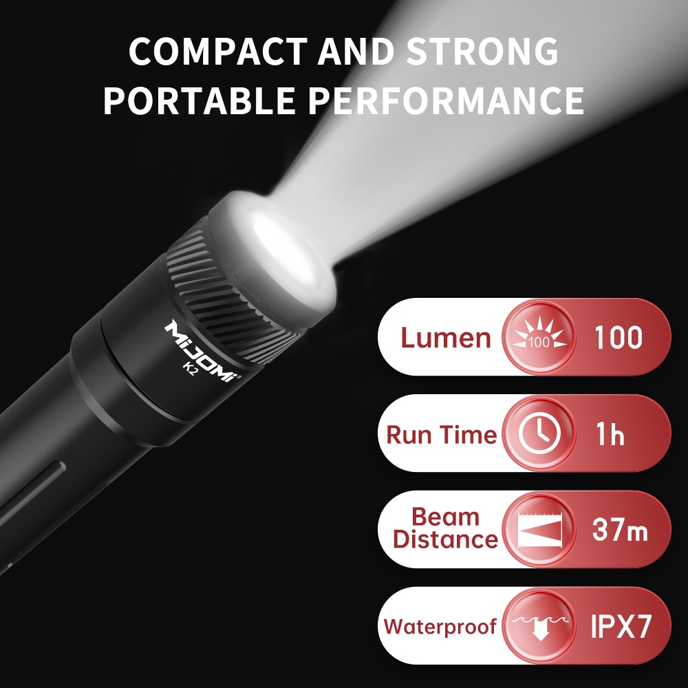 Mijomi K2 Mini Keychain Flashlight 100Lumens Samsung LED AAA battery ...