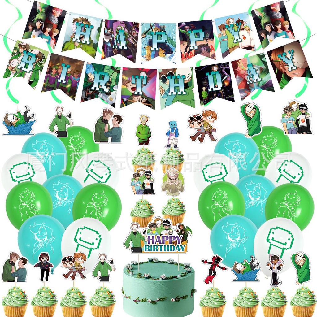 Minecraft Dream SMP Theme Party Decoration Set Banner Balloons Cake ...
