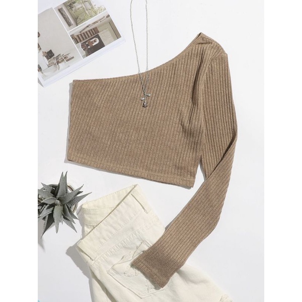 TREND SY ONE SHOULDER FORM FITTING CROP TOP(100% ORIGINAL-SHIPS IN 15 ...