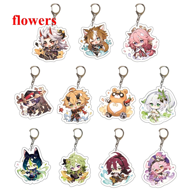 Flowers Genshin Impact Keychain Anime Bag Pandant Keyring Key Kokomi ...