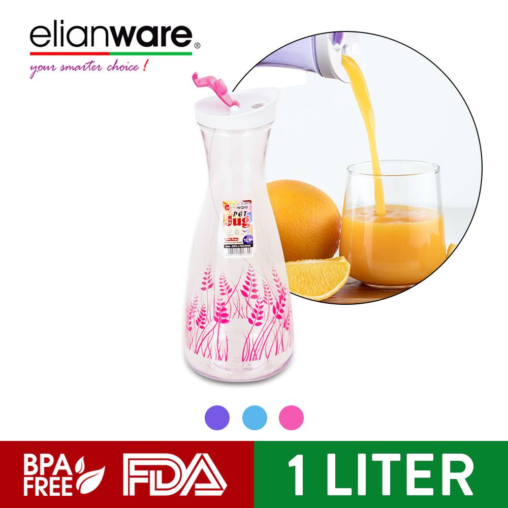 Elianware 1L BPA Free Water Jug with Lid Clear Pitcher Drinking Bottle ...