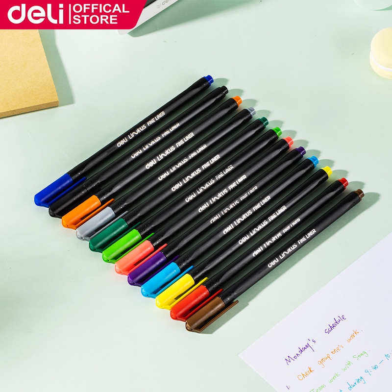 Deli 12PCS Color Pen Art Marker Pen Pigment Liner Fineliner EQ900-12 ...
