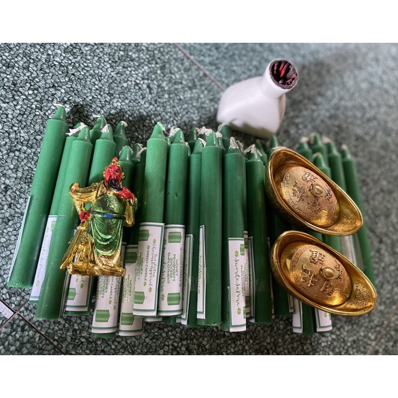 Big Dark Green Red Wishing Candle For Wealth and Success (1pc only ...