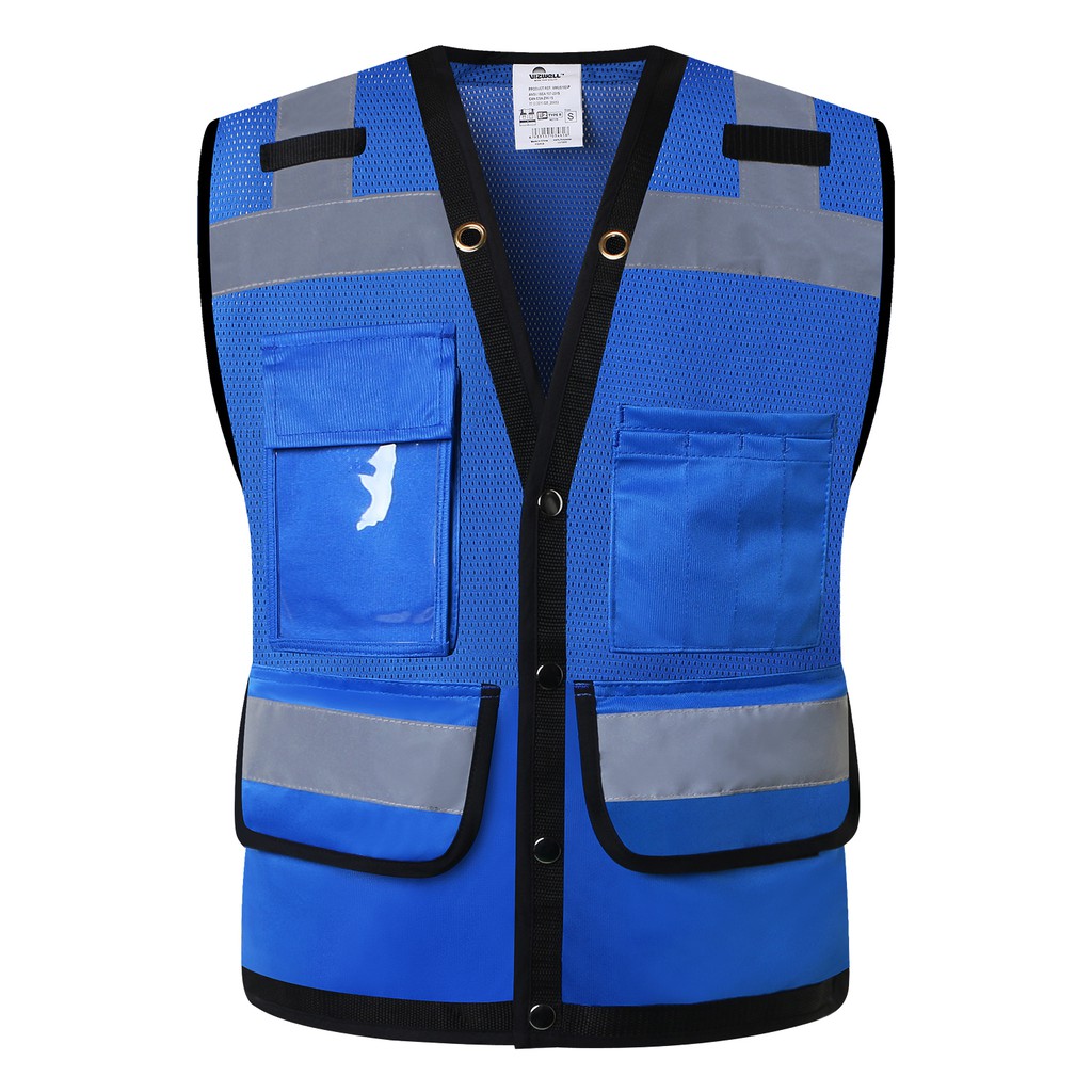 Blue Mesh Safety Vest Reflective Surveyor Work Vest Construction High ...