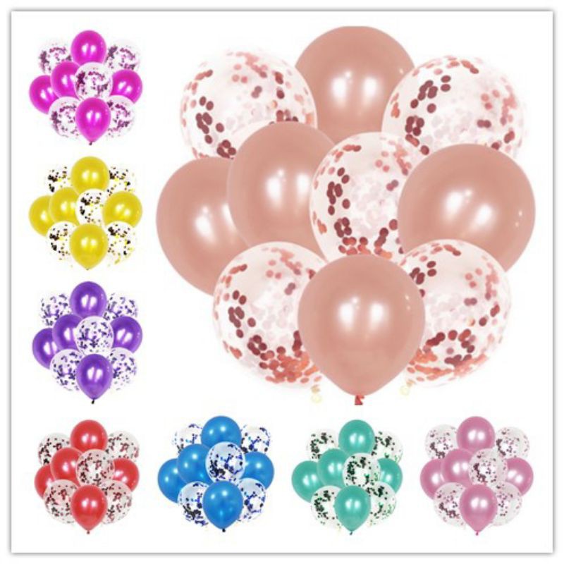 Confetti Balloon Set (5pcs Plain & 5pcs Confetti) | Shopee Philippines