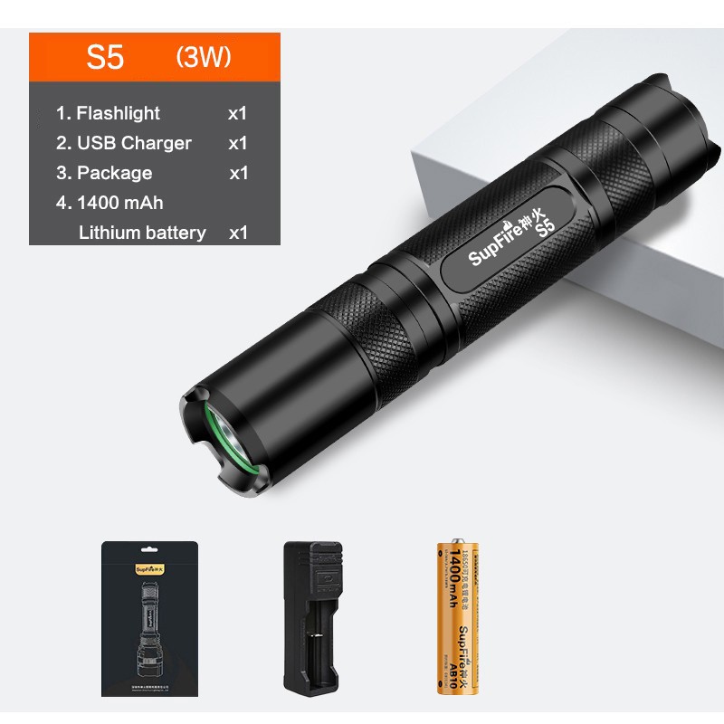 SUPERFIRE S5 Flashlight Strong Light Long Shot LED Household Super ...
