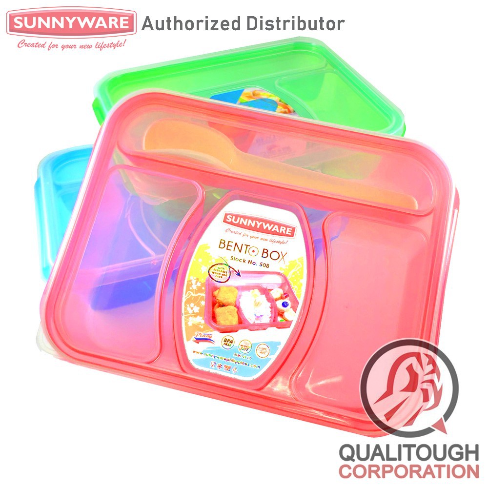 Sunnyware #508 Bento box w/Divisions& spoon and fork | Shopee Philippines