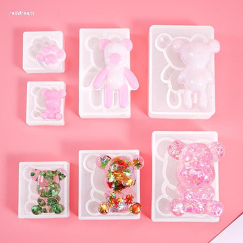 REDD 7 Pcs/Set Teddy Bear Keychain Crystal Epoxy Resin Mold Earrings ...
