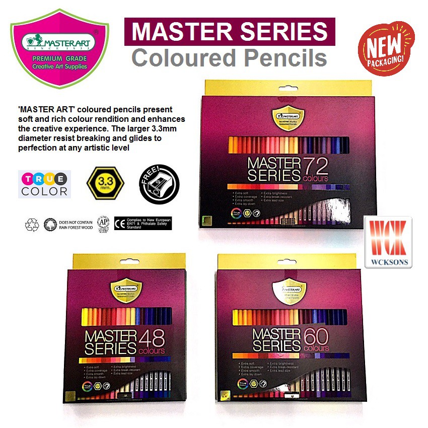 MASTER ART MASTER SERIES FULL COLOURED PENCILS ( 48 / 60 / 72 COLOURS ...