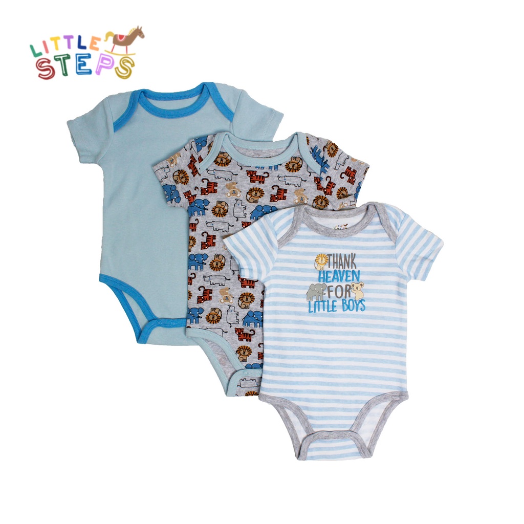 Little Steps baby boy clothes 3-piece bodysuit set ages 0-9 months ...