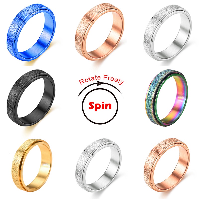 Stainless Steel Anxiety Ring Unisex Men Women Spinner Fidgets Rings ...