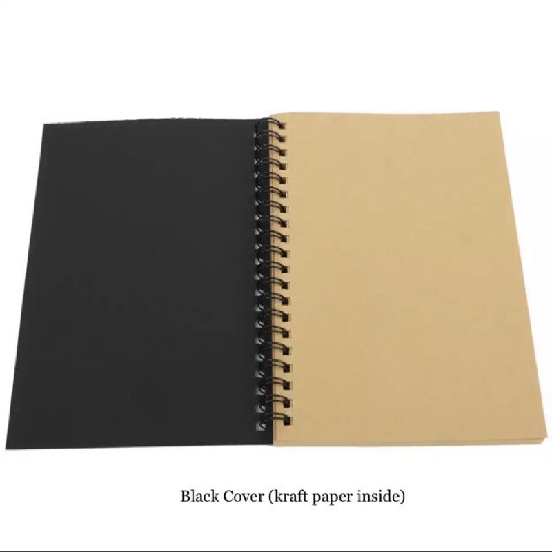 SKETCHBOOK BLANK PAGE SPIRAL NOTEBOOK BLACK and KRAFT COVER | Shopee Philippines